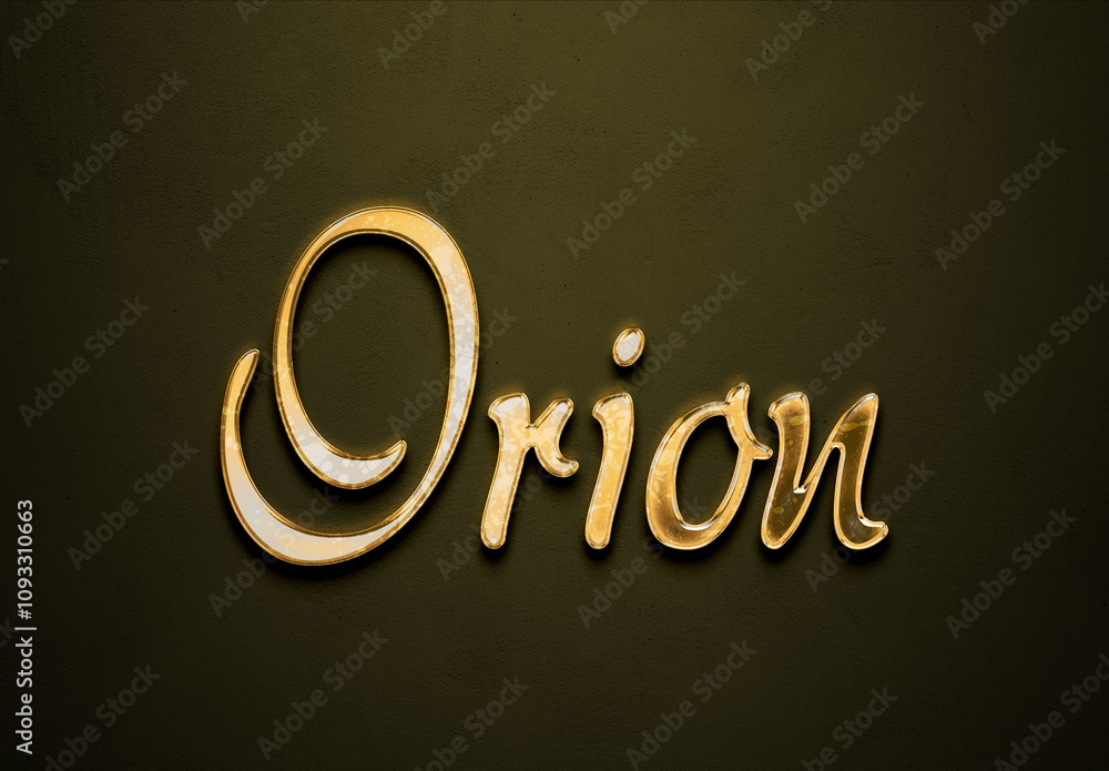 Old gold text effect of name Orion with 3D glossy style Mockup. Stock ...