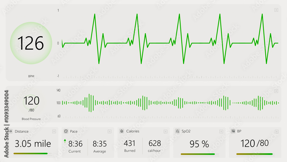 Interactive Interface Mockup Displaying Real-time Heart Rate, Blood ...