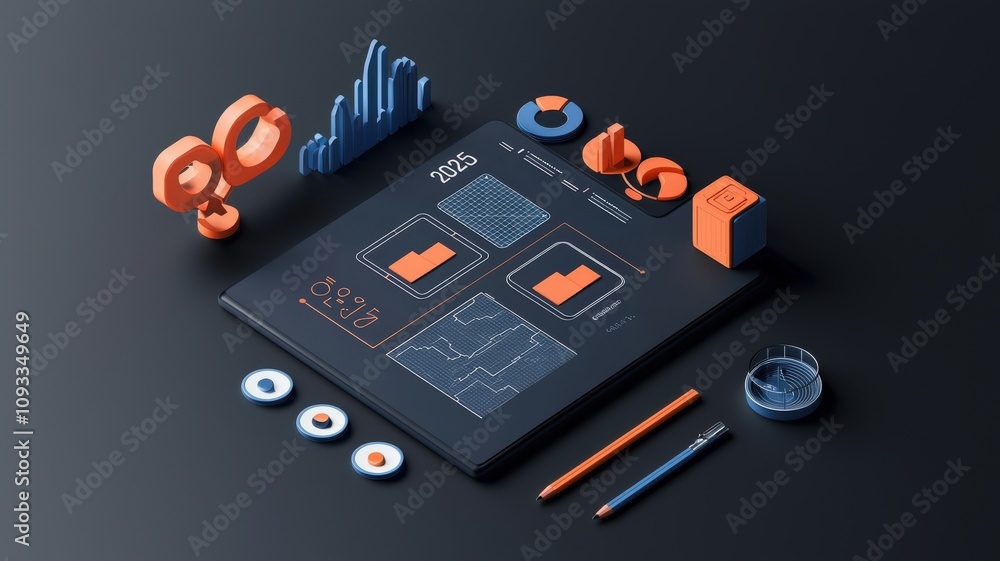 Goal setting and planning in 2025 concept. Futuristic chart ...
