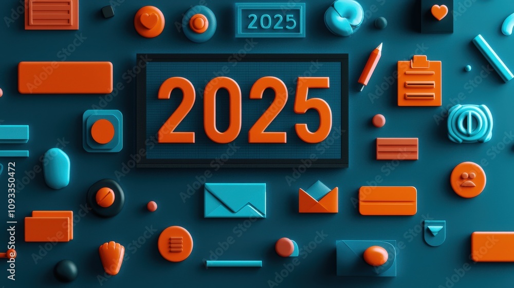 Goal setting and planning in 2025 concept. Inspiring digital vision ...