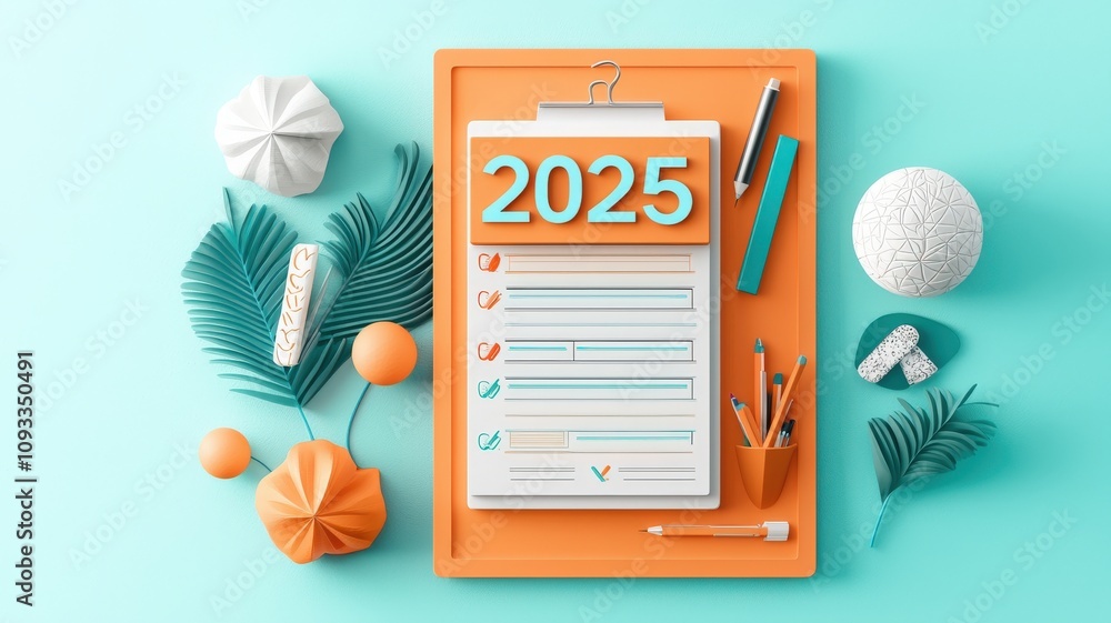 Goal setting and planning in 2025 concept. Holographic task organizer ...