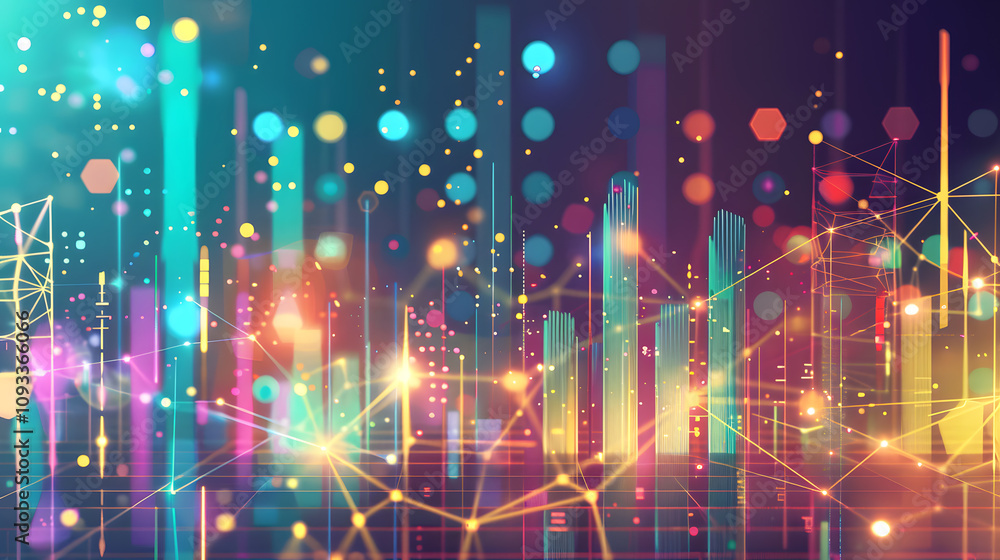 Futuristic data visualization background with bar charts, graphs, and ...