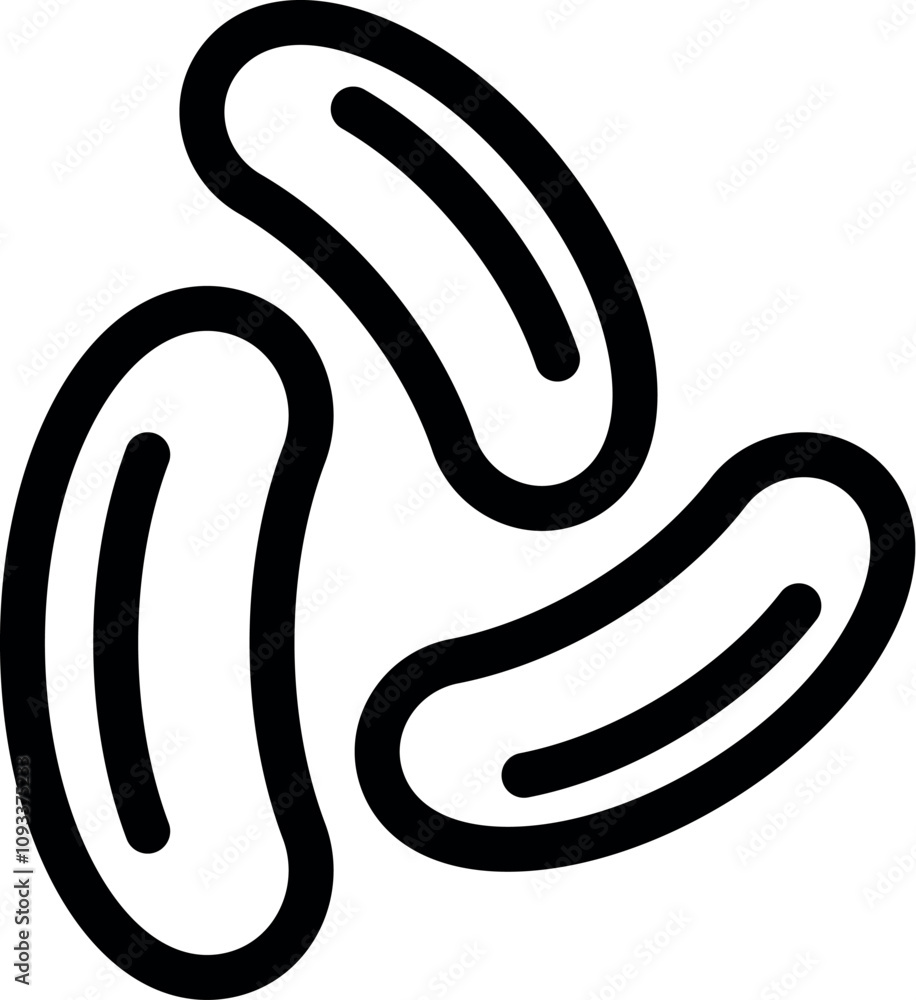 Simple black and white line art icon representing three oval bacteria ...