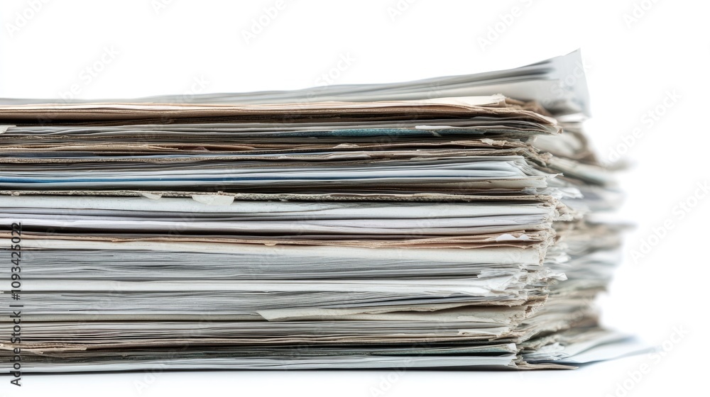 Stack of assorted documents and folders neatly arranged, showcasing ...