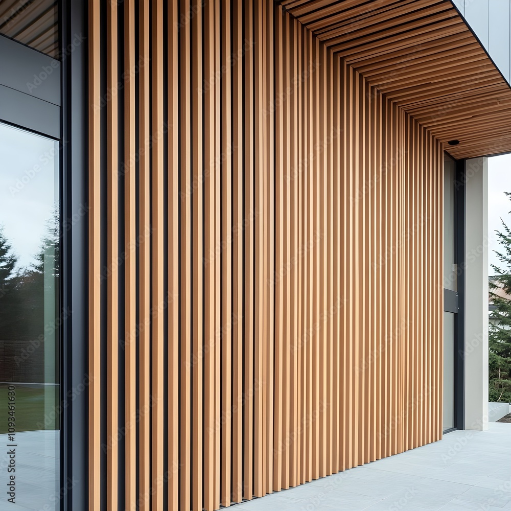 Modern Architectural Detail Featuring Striking Vertical Wooden Slats ...
