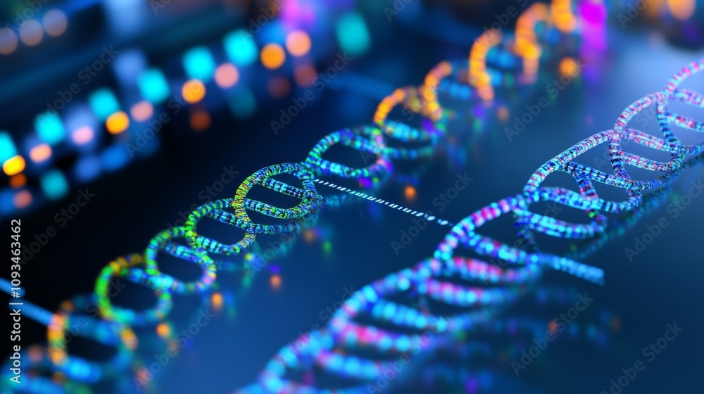 Detailed Visualization of Modified DNA Strands Under a Microscope with ...