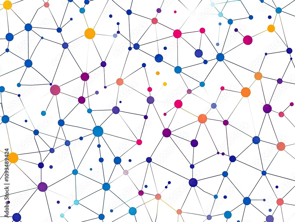 Colorful Abstract Network of Dots and Lines Representing Connections ...