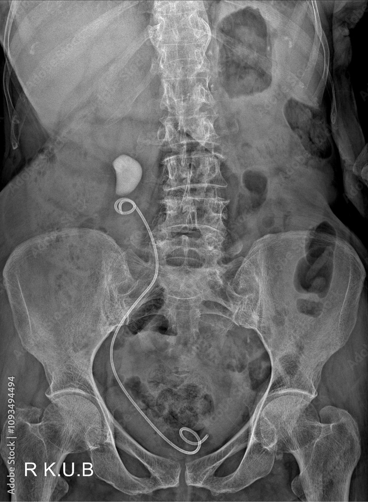 Abdominal and Pelvic X-Ray: Supine Position with Ureteral Stent Stock ...