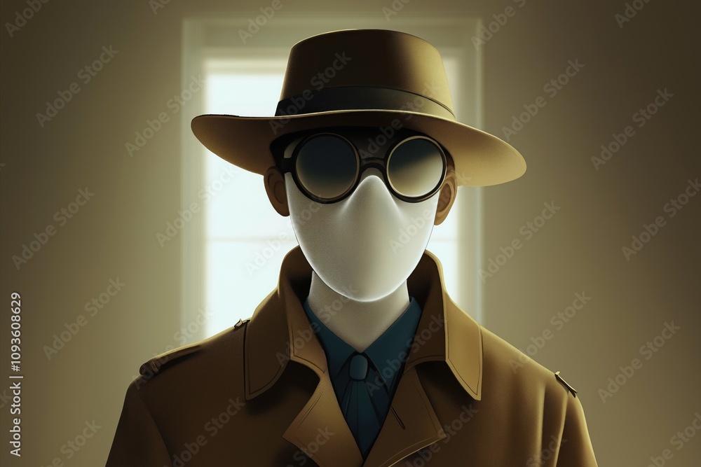 Invisible man in trench coat, hat. Mystery figure with. Surreal ...