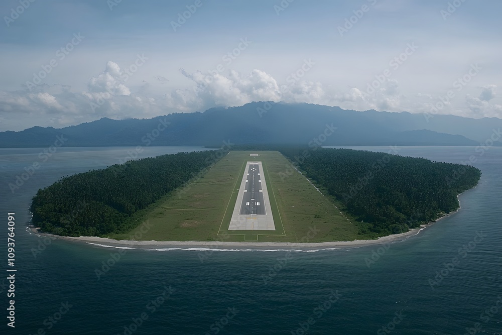 Airfield Runway on a Tiny Island Seen from the Sky – Aerial View ...