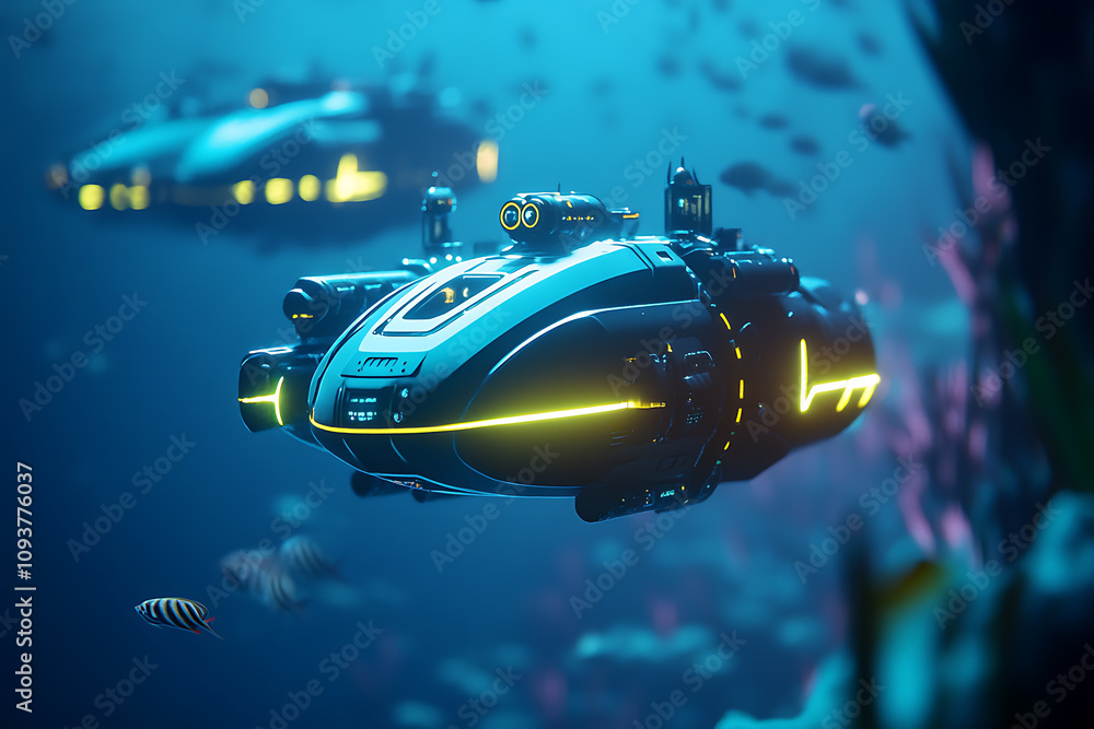 Small AI-powered submarines equipped with sensors, cameras, and robotic ...