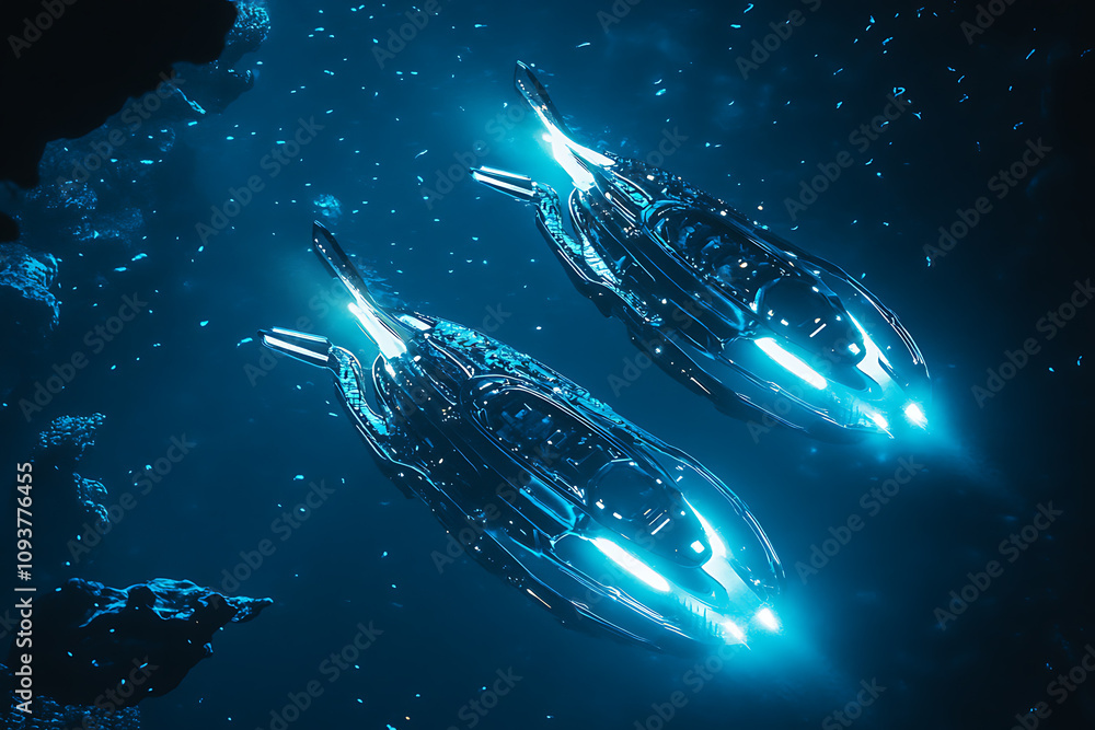 Small AI-powered submarines equipped with sensors, cameras, and robotic ...