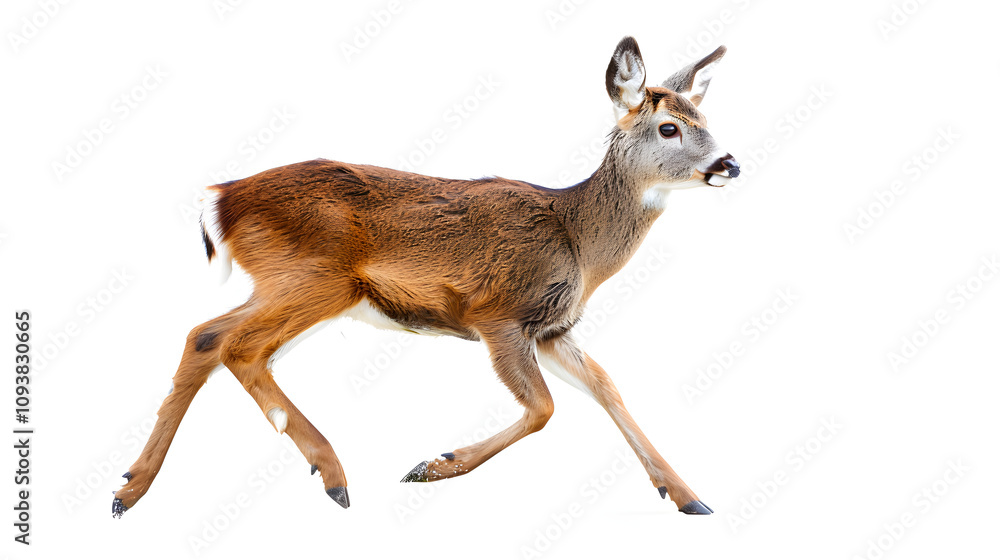 roe deer, capreolus capreolus, buck watching alerted with front leg ...