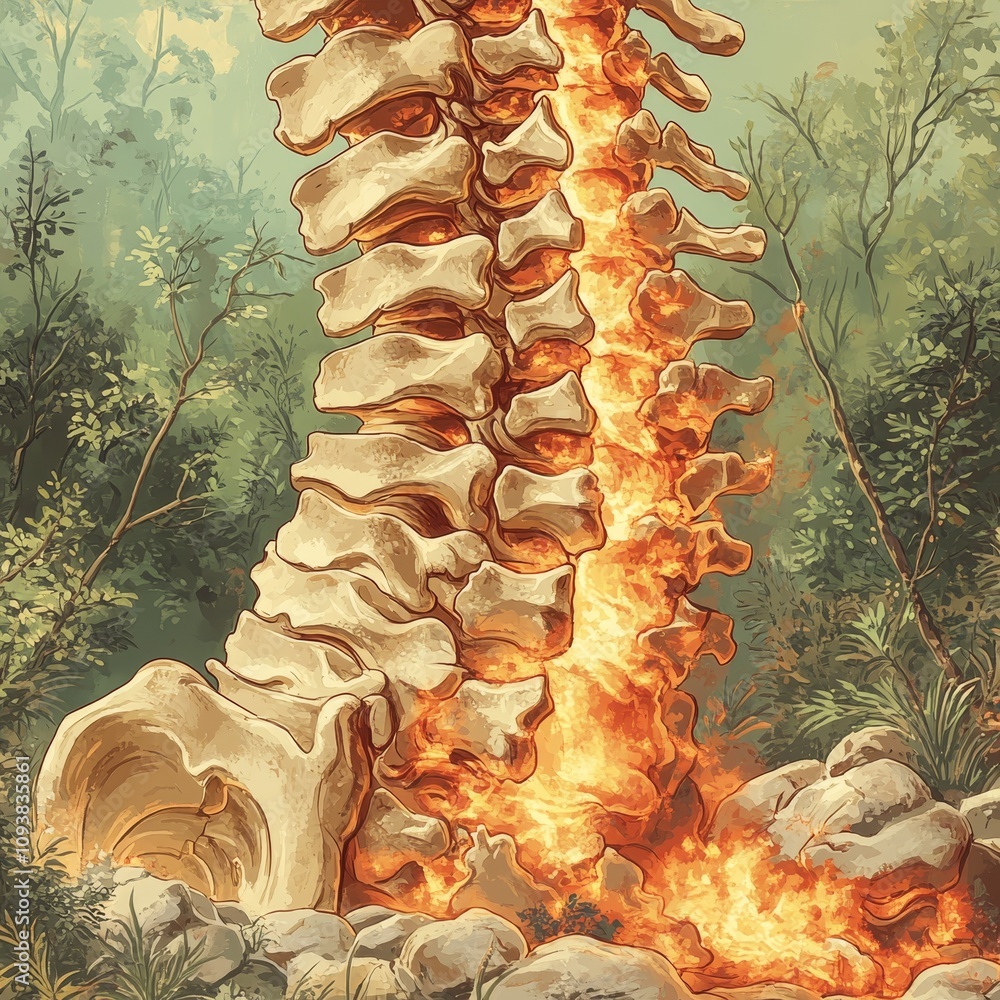 Ilustración de Stock Medical-grade illustration of lumbar spine pain ...