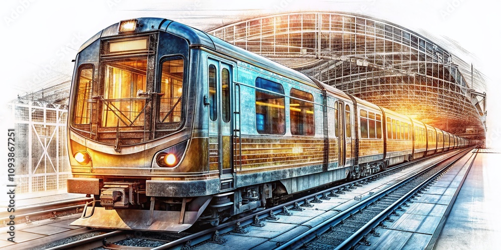 Electric Train Double Exposure Photography Featuring Subway Locomotive ...