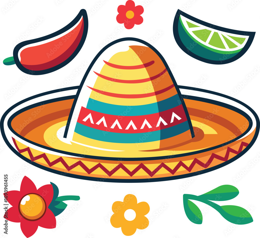 Sombrero drawing vector illustration with white background Stock Vector ...