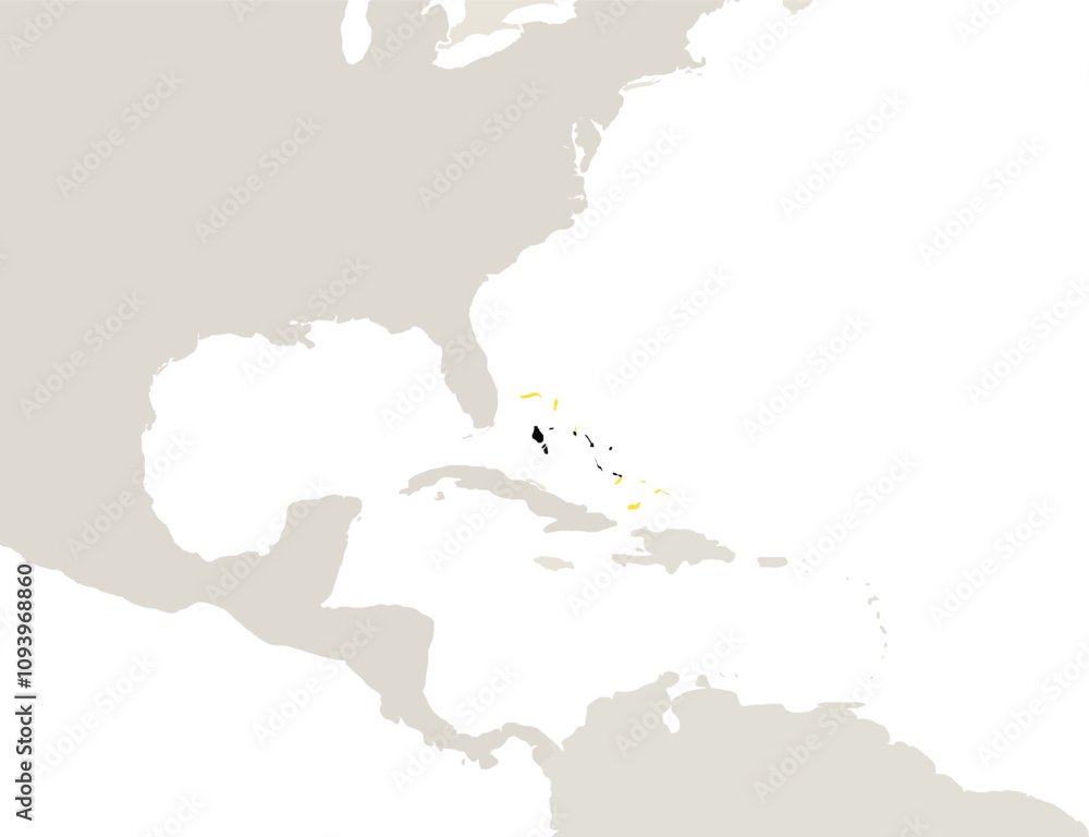 Bahamas Map shown in world map Stock Vector | Adobe Stock