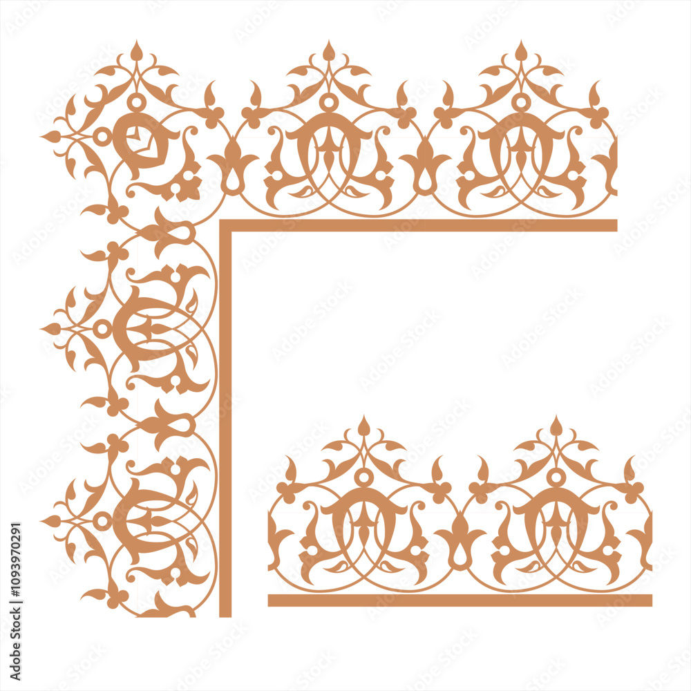 Vector illustration of corner design frame border, islamic ornament in ...