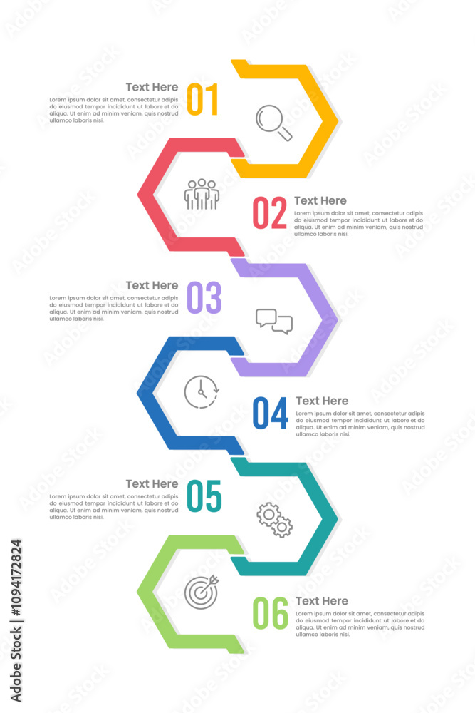 Vertical infographic timeline 6 steps to success. Presentation, Poster ...