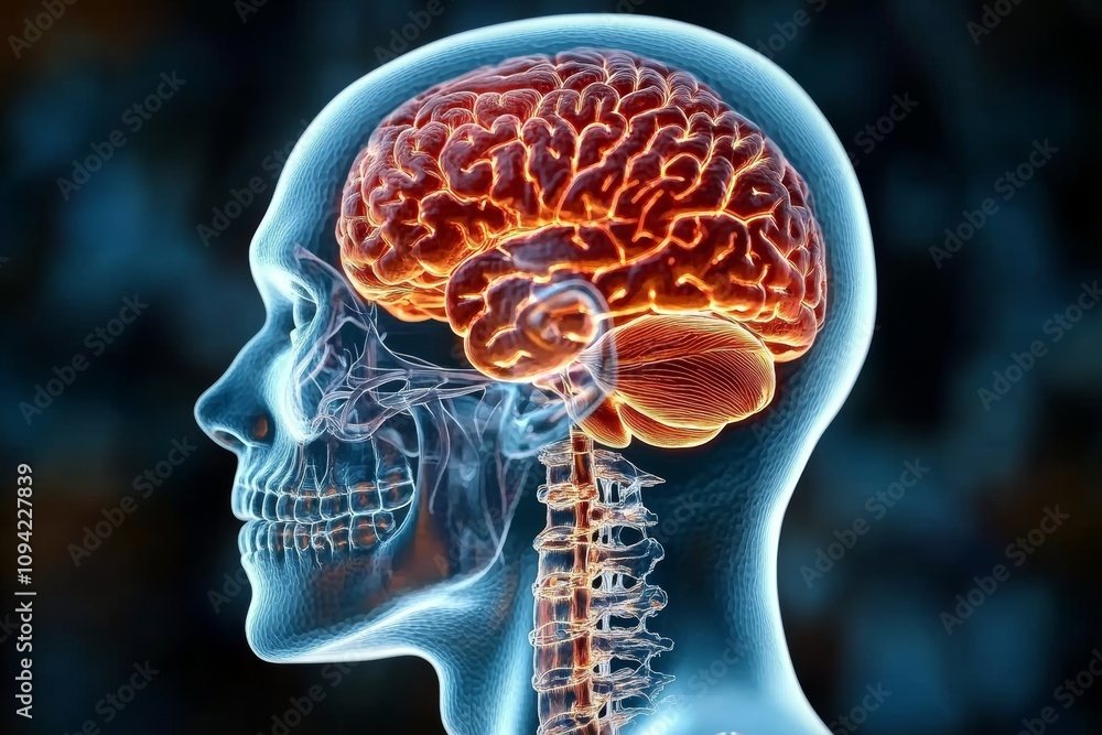 Human Skull Transparent CGI Rendering with Visible Brain and Cerebral ...