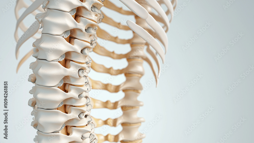detailed 3D rendering of human spine anatomy with visible skeletal ...