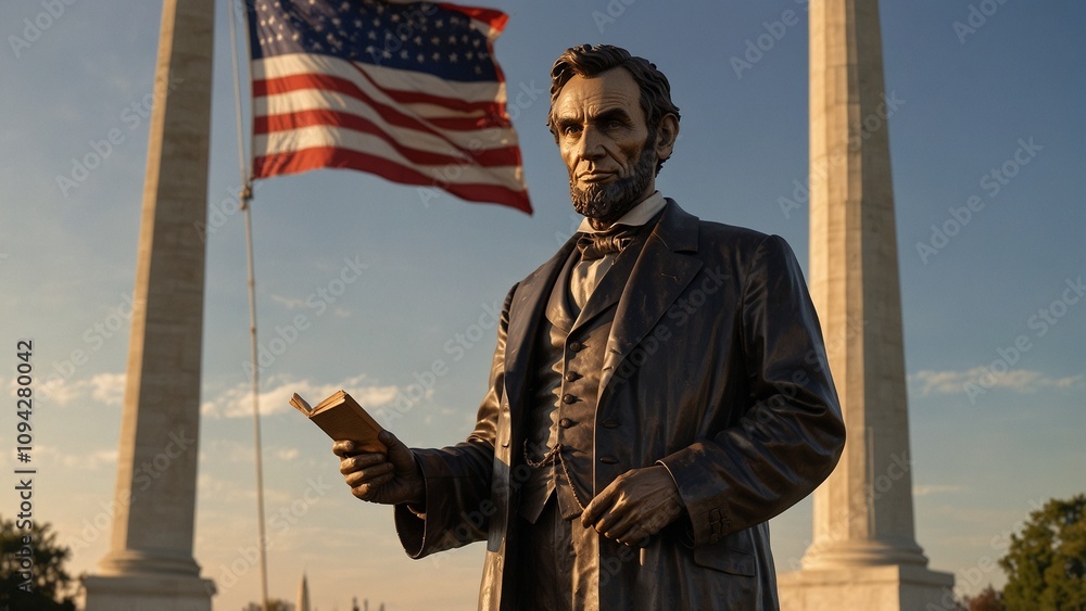 Photo Stock Statue of Abraham Lincoln: Lincoln holding the Emancipation ...