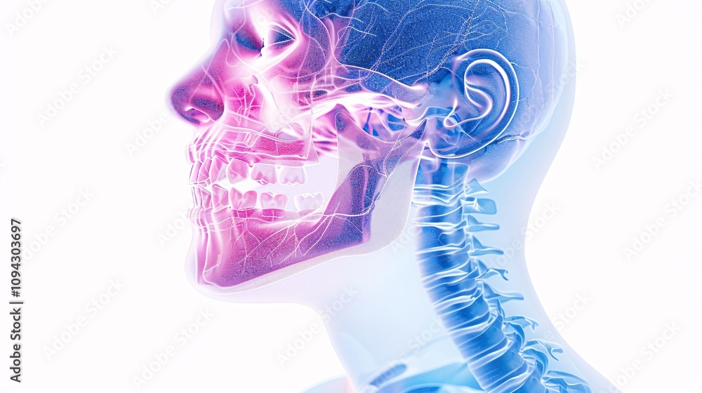 2409_005.Highlighted oral cavity with energy patterns representing ...