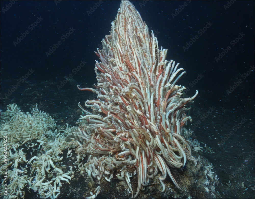 Riftia pachyptila giant tube worms deep sea in hydrothermal vent Stock ...