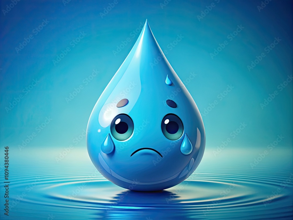 Cute Sad Water Drop - Rule of Thirds Cartoon Illustration Stock Photo ...