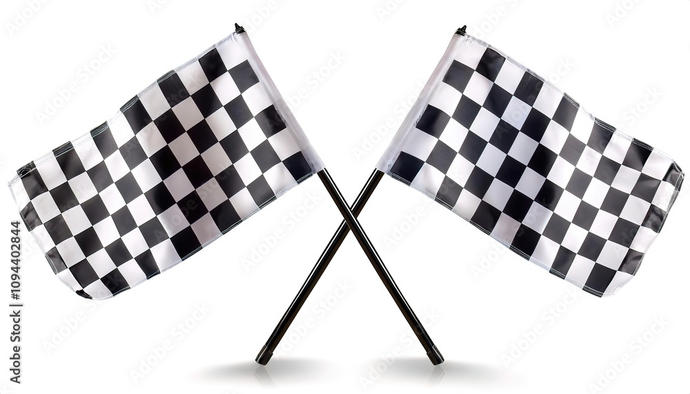 Black and white checkered or chequered flag, is displayed at the start ...