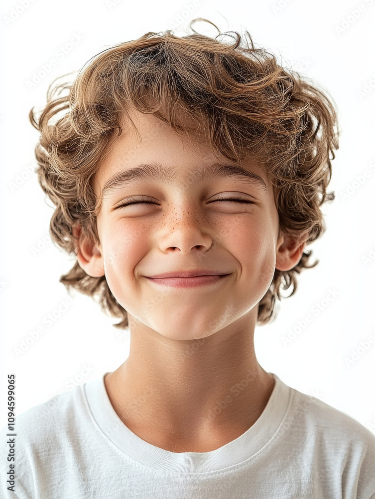 Young boy feeling playful with mischievous smile, winking, isolated on ...