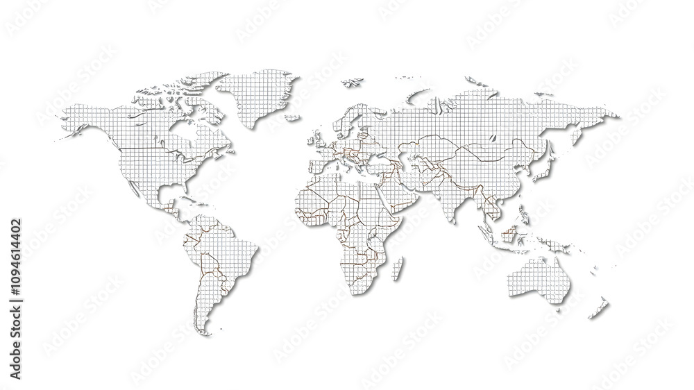 World map, map of the world, world map on a white isolated background ...