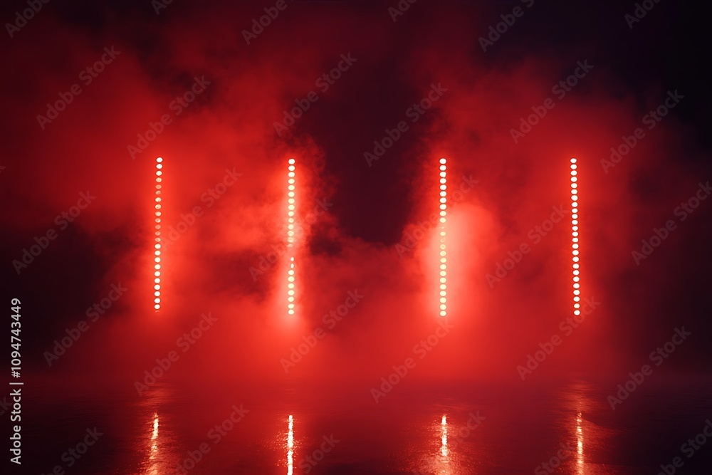 Free stage with lights and smoke, Empty stage with red spotlights ...