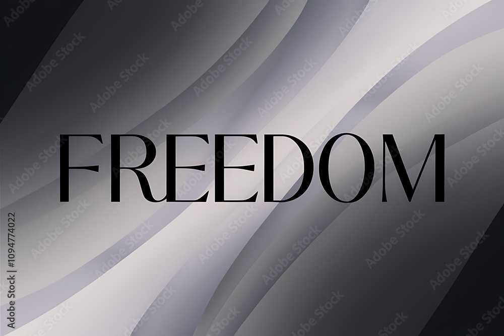 The word FREEDOM in bold, sansserif font is centered on a background of ...
