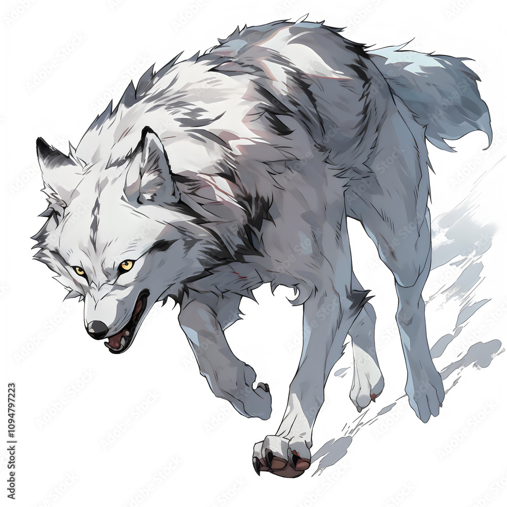 angry wolf in nature running pose illustration isolated white ...