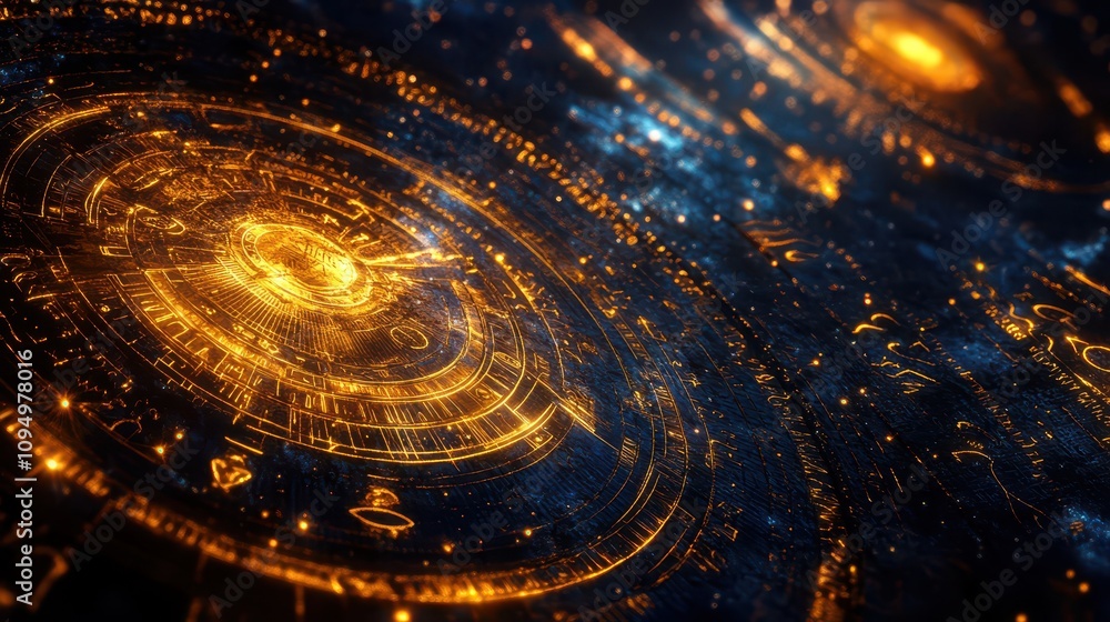 Pharaoh's Asp: Ornate Digital Background with Solar Discs, Ancient Star ...