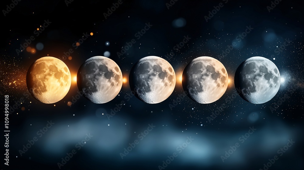 A Striking Diagram Illustrating the Phases of the Moon with Vivid Details and a Stellar ...