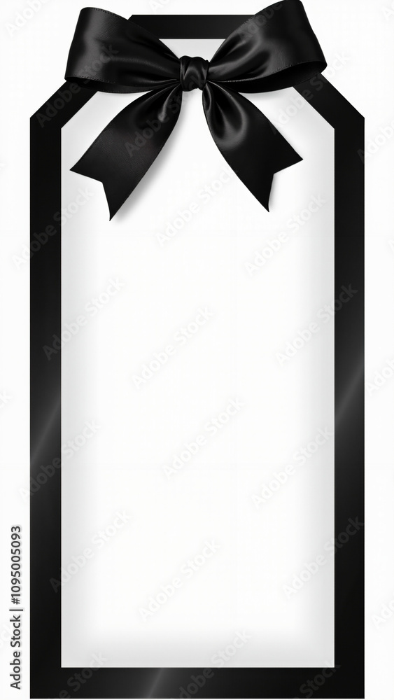 Elegant Blank Greeting Card with Black Ribbon: Perfect for Weddings ...