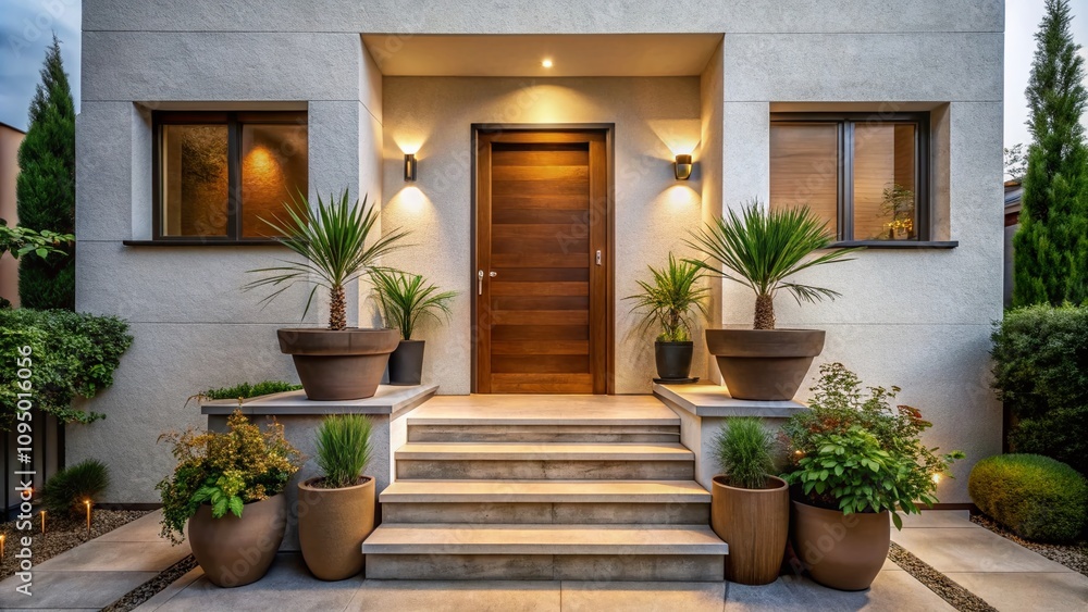 Stock-Illustration „Inspiring Front Door Stairs Ideas: Minimalist ...