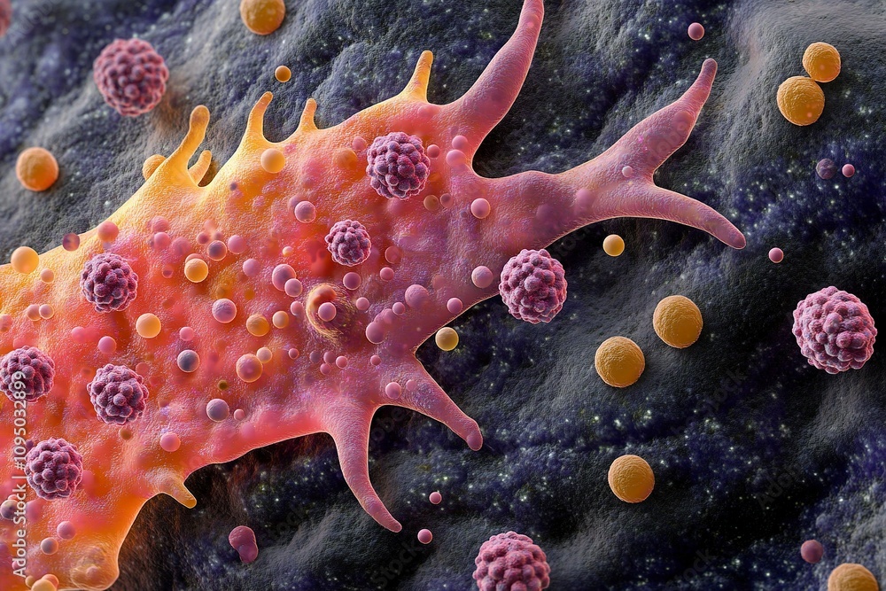 Ilustración de Stock Epstein-Barr DNA herpes virus infecting a B ...