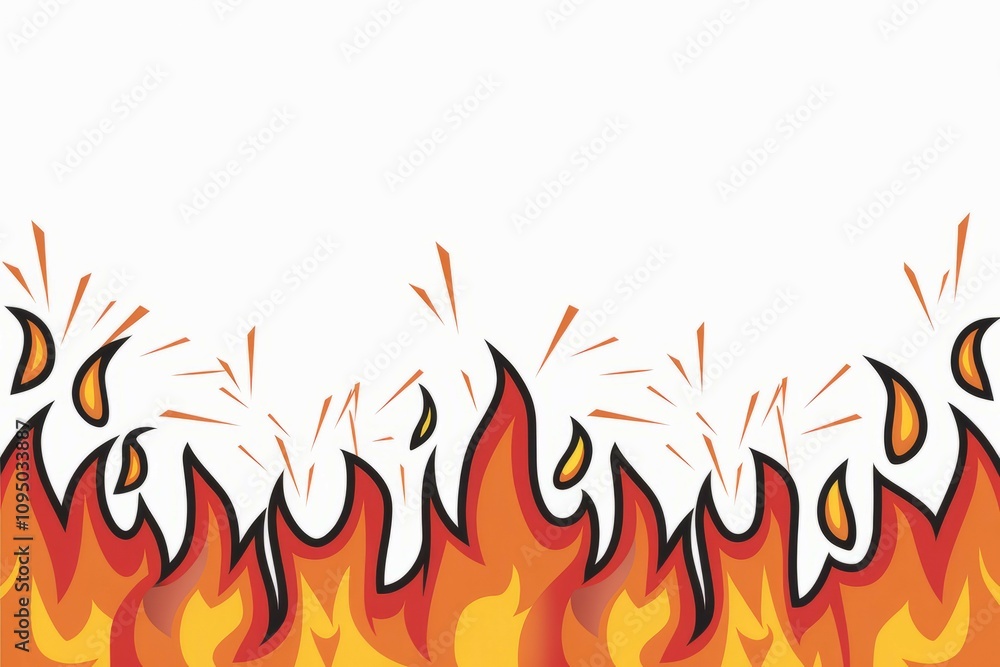 Fiery flames border. Hot, intense fire flames border design. Perfect ...