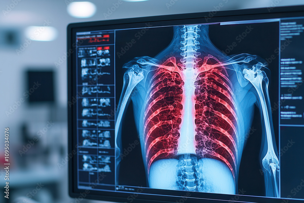 Artificial intelligence in medical detection. X ray image of human ...