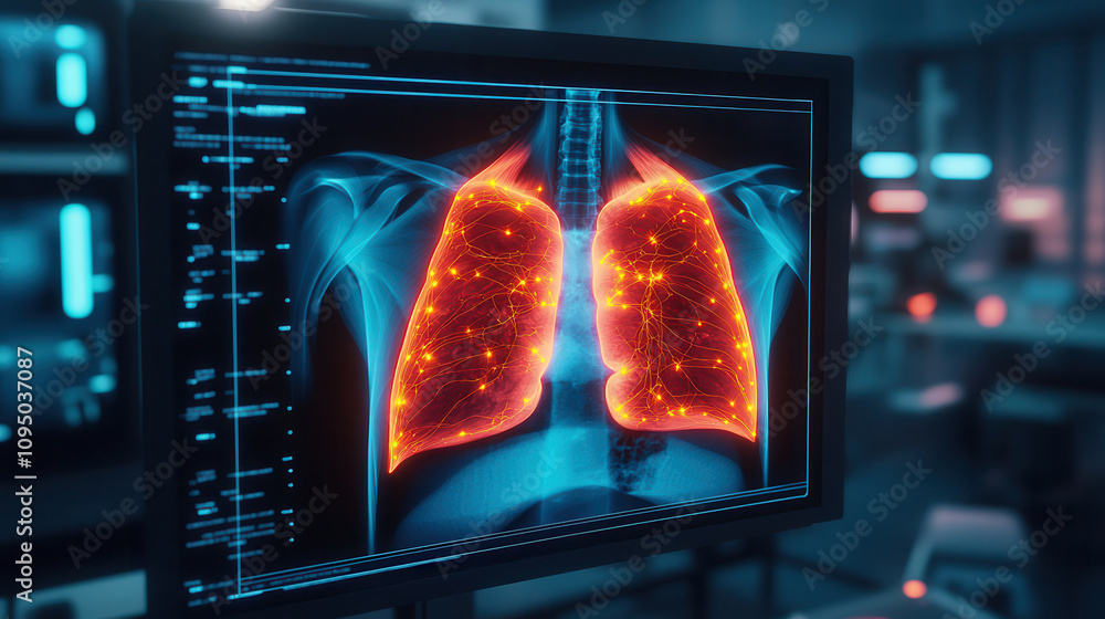 Artificial intelligence in medical detection. detailed X ray image of ...