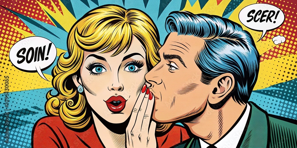 Surreal Pop Art Illustration of a Comic Book Panel Featuring a ...