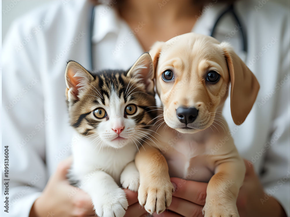 Veterinarian Posing with Dog and Cat – Professional Pet Care at Vet ...