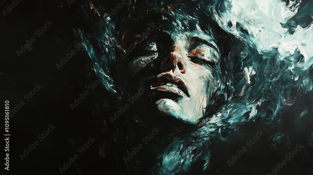 Artistic depiction of a face blending into darkness, expressive of loss ...