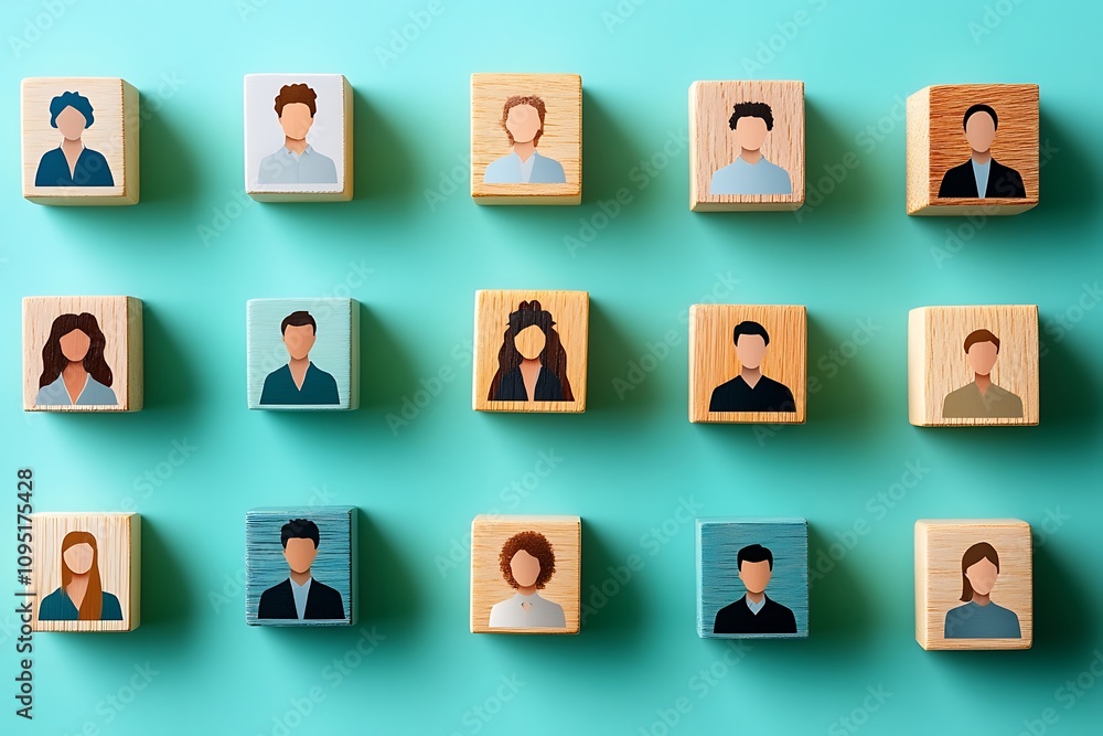 Pastel People Icons Simple Wooden Block Team Graphics Stock Photo ...
