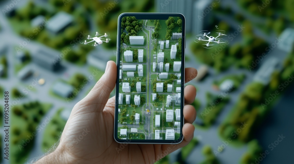 A phone screen showing a digital map with real-time traffic updates ...