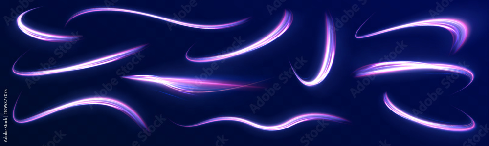 Lines in the shape of a comet against a dark background. Vortex streams ...