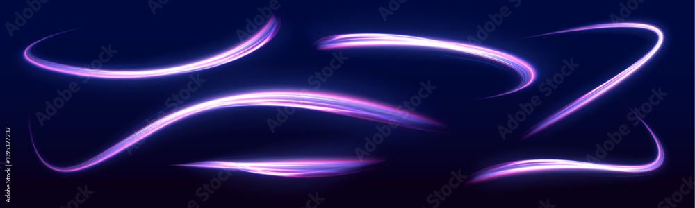 Set of neon speed lines on transparent background. Explosion in ...